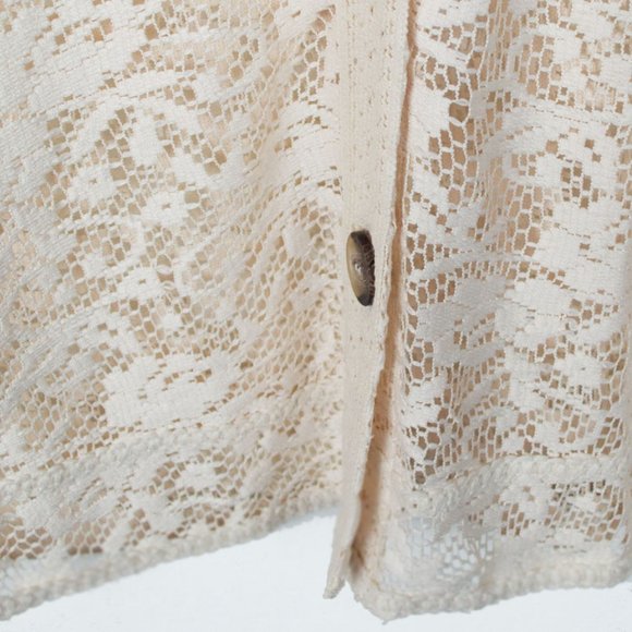 Zara | Tops | Zara Ecru Lace Collard Blouse Top M | Poshmark